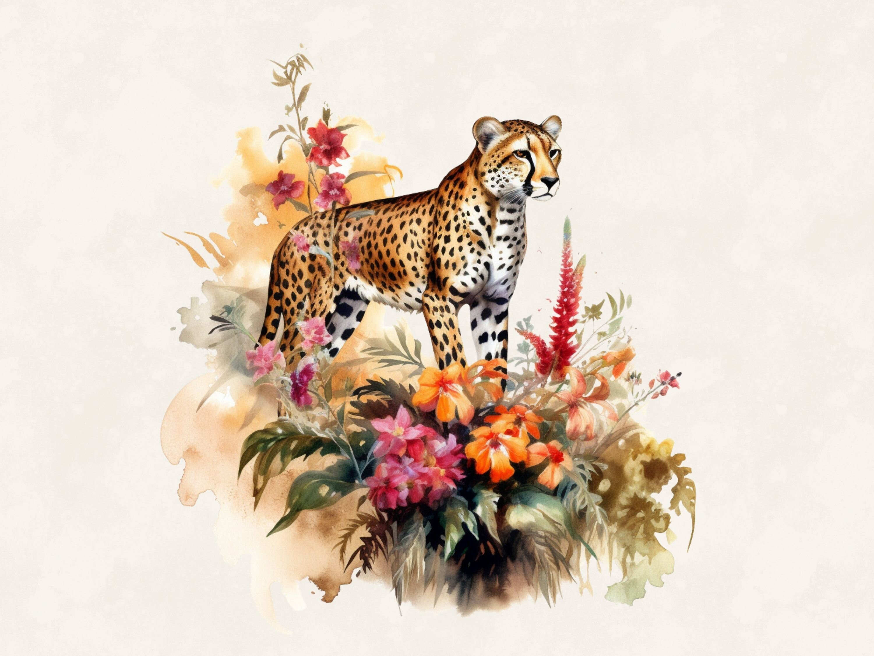 Cheetah Clipart Bundle Commercial Use Watercolor Cheetah in - Etsy