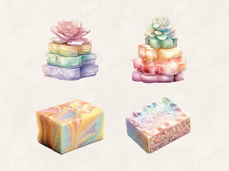 Pastel Soap Clipart Bundle Watercolor Commercial Use Digital Design ...