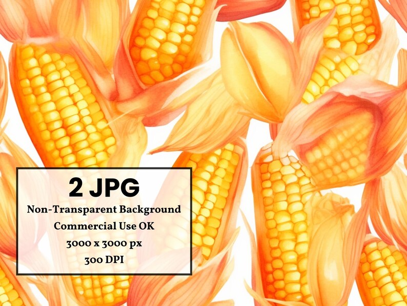 Corn Digital Paper Pattern for Commercial Use Watercolor Corn - Etsy