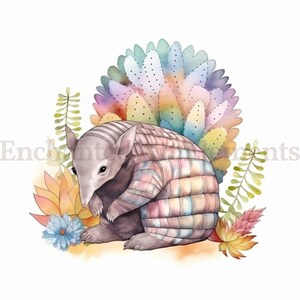 4 Watercolor Animated Armadillo Illustration Nursery Art Commercial Use ...