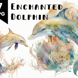Magic Dolphin Clipart, Commercial Use, Watercolor Enchanted Dolphin ...