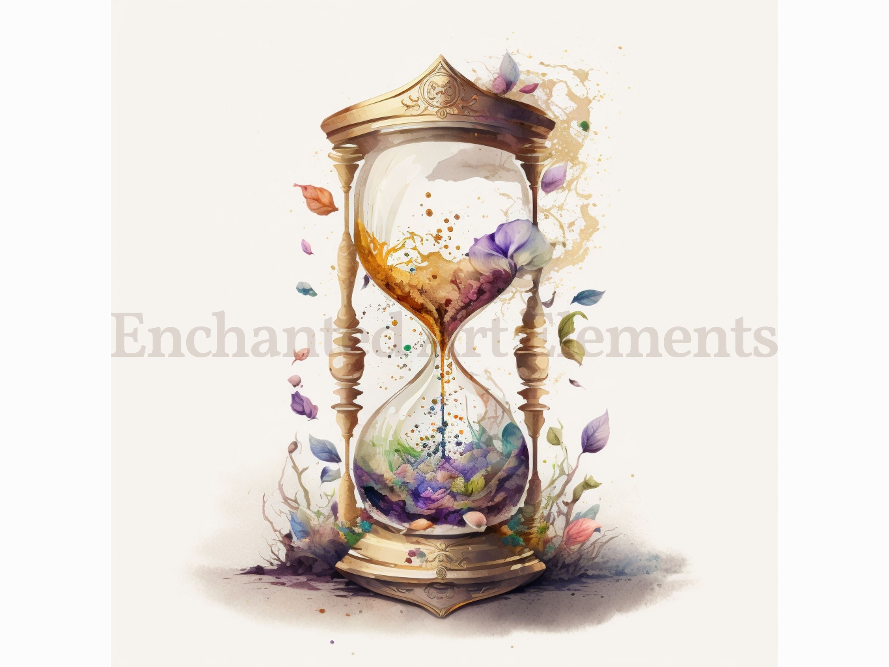 Magic Hourglass Clipart, Commercial Use, Watercolor Enchanted Hourglass ...
