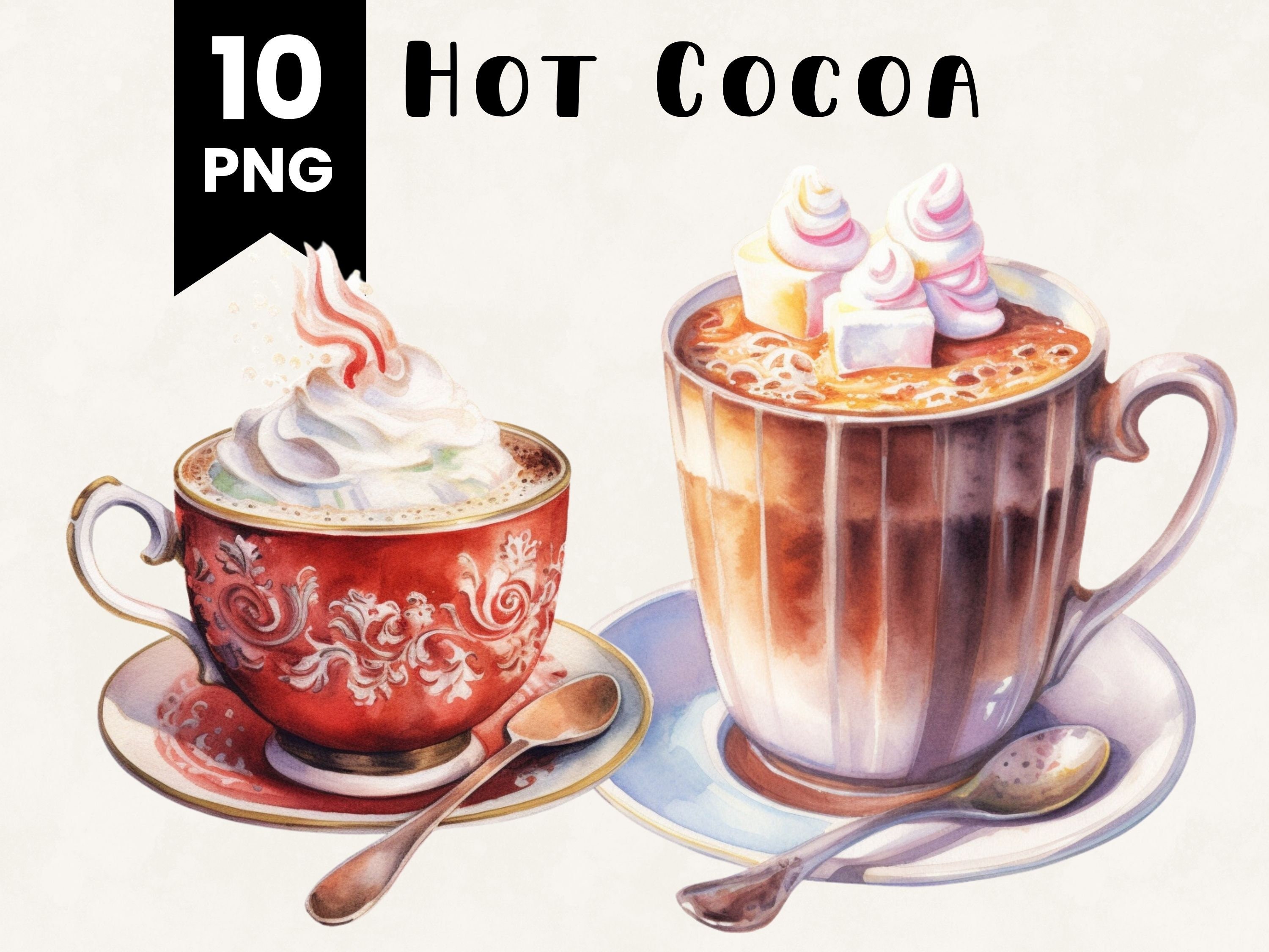 Hot Chocolate Clipart Watercolor Illustration Commercial Use - Etsy