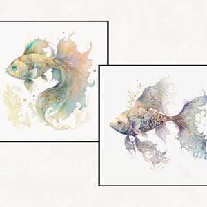 Magic Fish Clipart, Commercial Use, Watercolor Enchanted Fishes ...