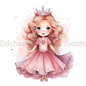 Cute Princess Clipart Watercolor Illustration Kids Clipart Commercial ...