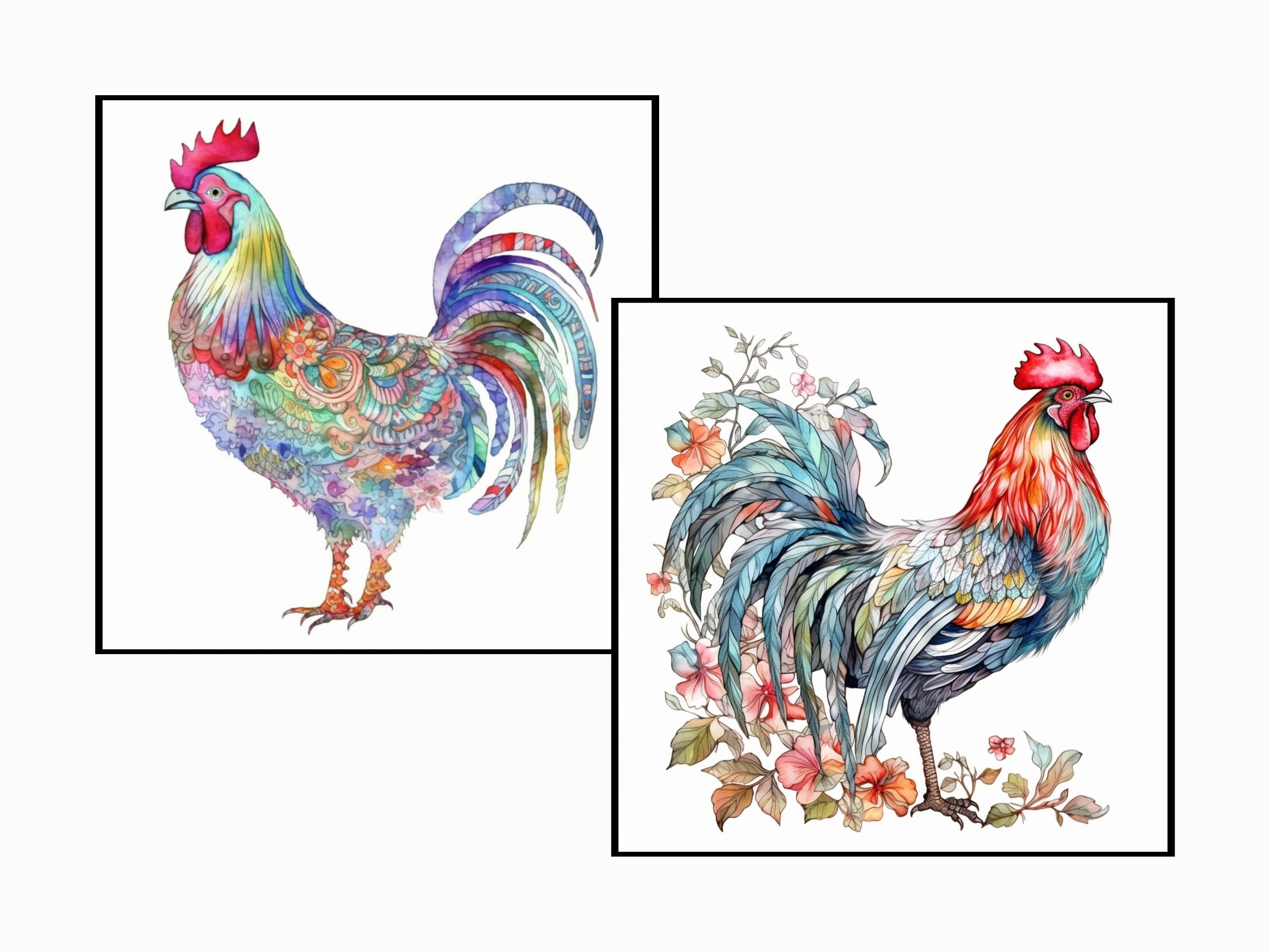 12 Boho Chicken Clipart Watercolor Illustration Commercial Use - Etsy ...