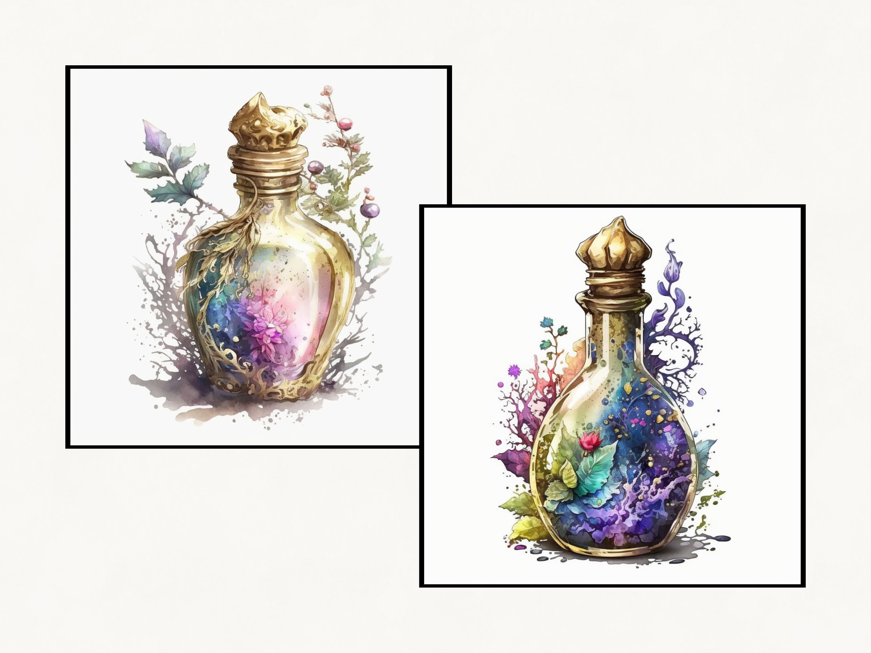Enchanted Potion Print Art Commercial Use Watercolor Magic - Etsy