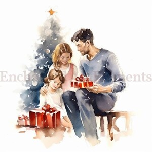 Christmas Morning Clipart Watercolor Illustration Commercial Use ...