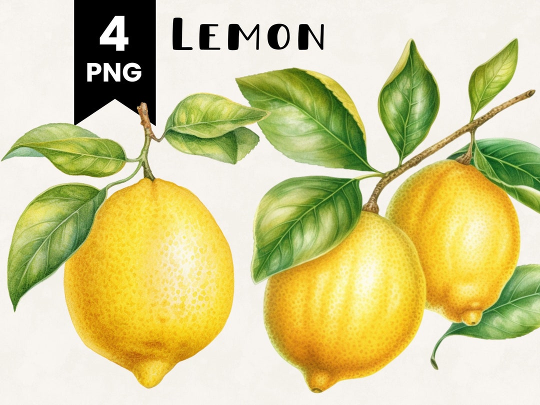 Lemon Clipart Bundle Commercial Use Watercolor Lemon Digital Design ...