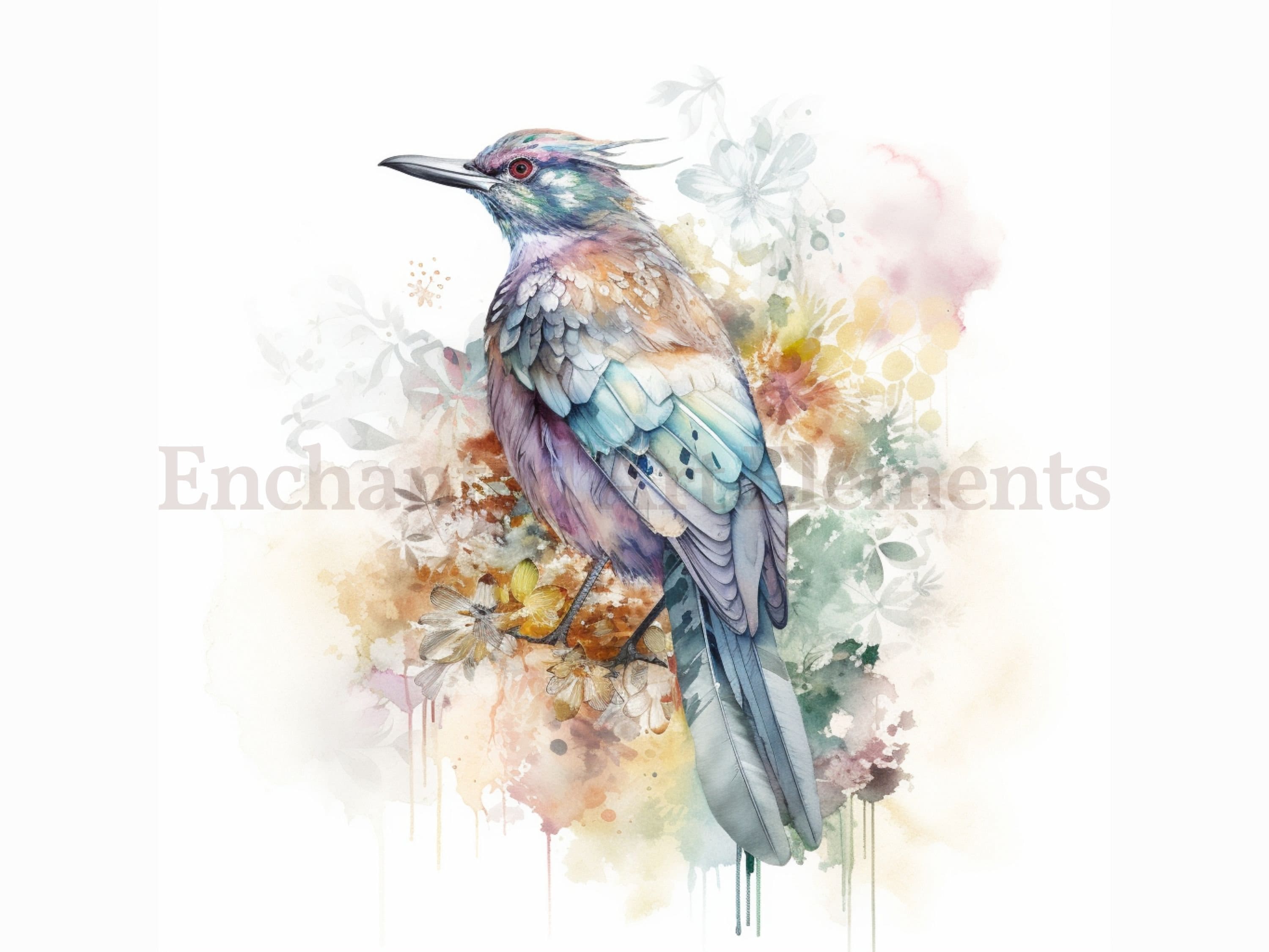 Vintage Watercolor Bird Clipart Bundle: Pastel Bird Digital Art ...