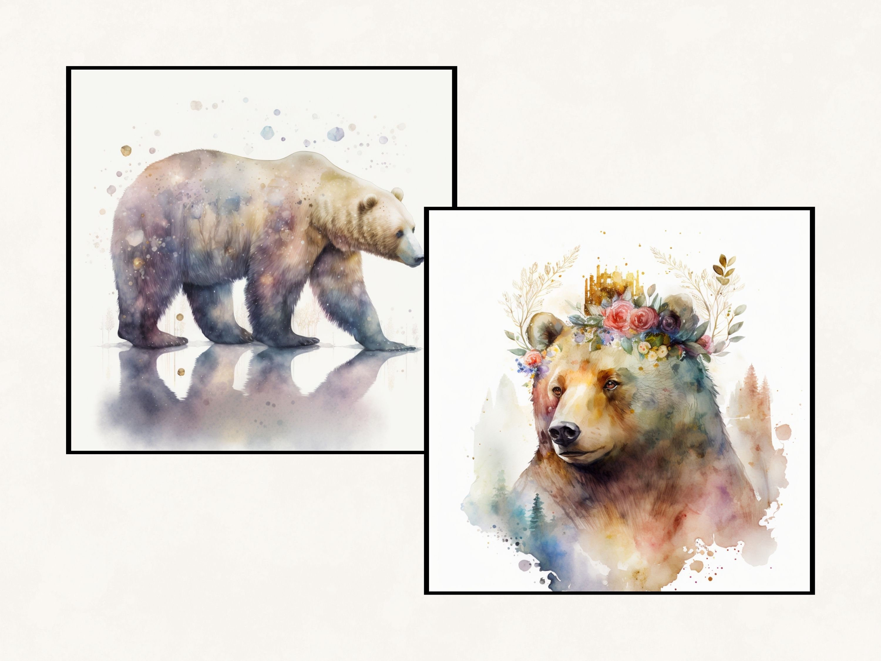Magic Bear Clipart, Commercial Use, Watercolor Enchanted Bear, Digital ...