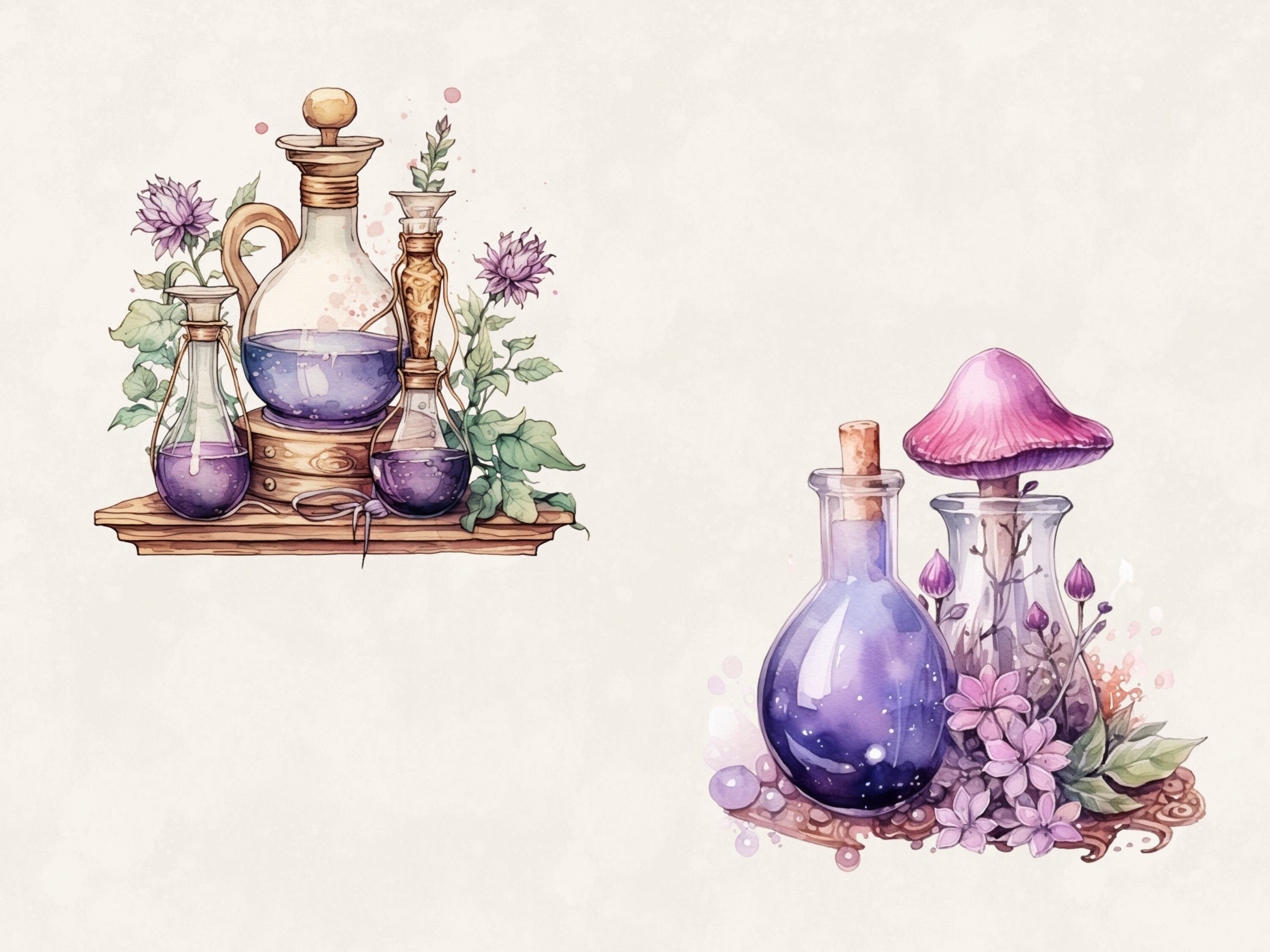 Halloween Potions Clipart Watercolor Illustration Commercial - Etsy