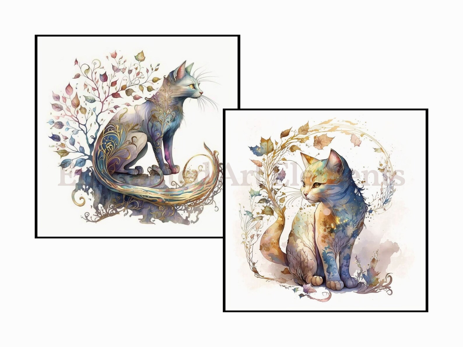 9 Magic Cat Print Art Enchanted Cat Illustration Commercial Use ...