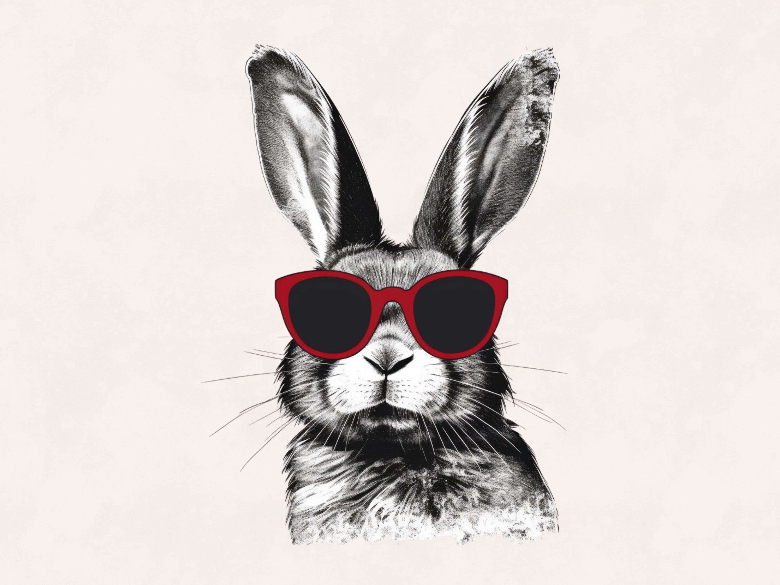 B&W Bunny Clipart Bundle Commercial Use Watercolor Digital Design ...