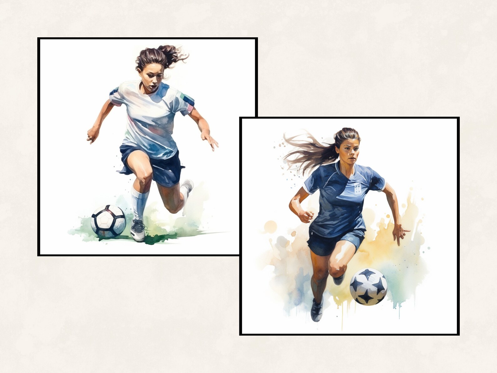 Watercolor Soccer Clipart Bundle: Sports Digital Art (commercial Use ...
