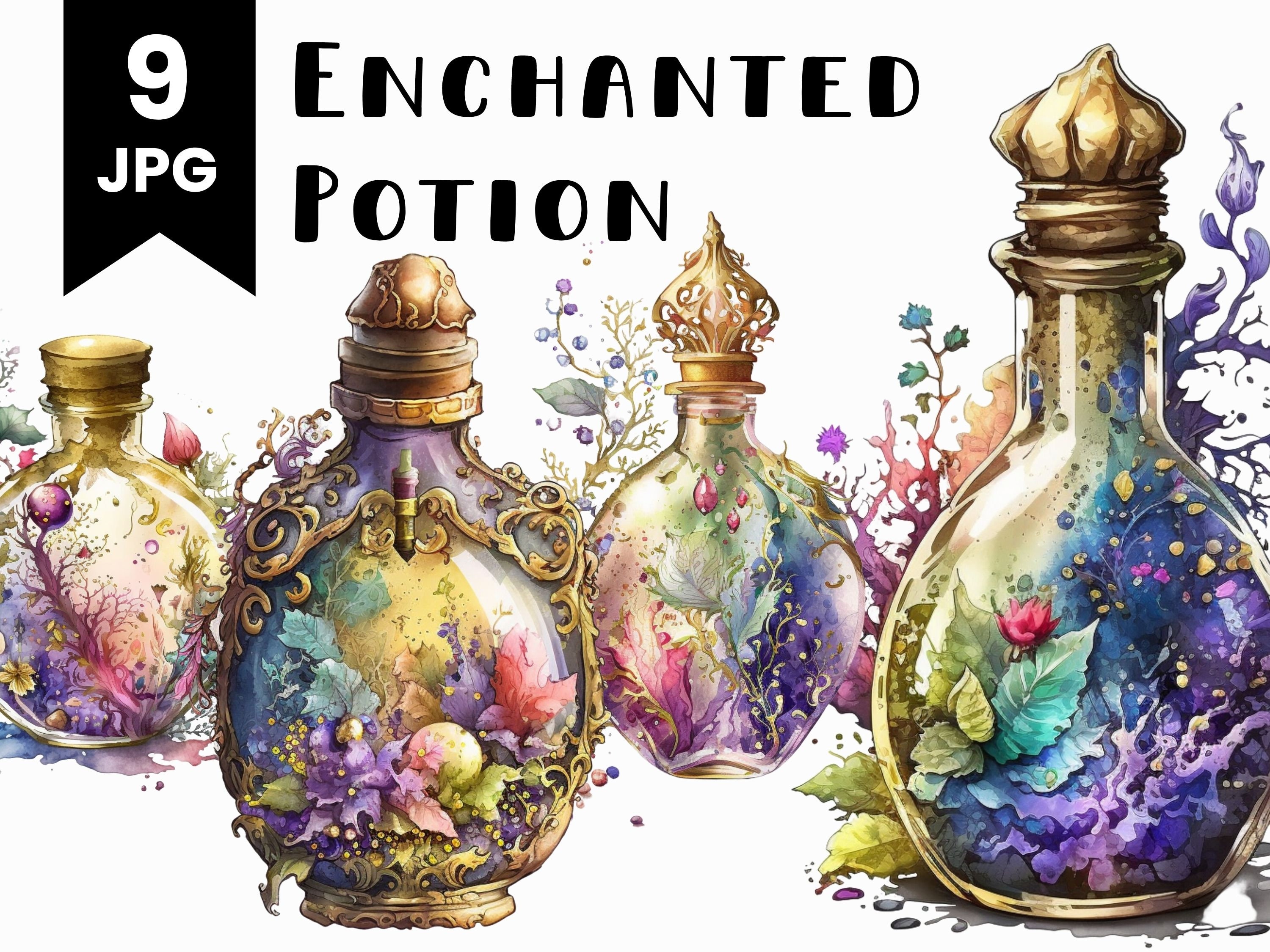 Enchanted Potion Print Art Commercial Use Watercolor Magic - Etsy