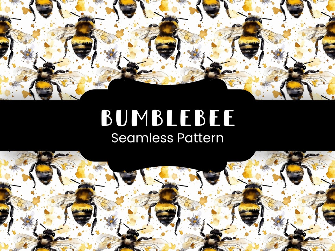 Bumblebee Seamless Pattern, Commercial Use, Watercolor Honey Bee Paper ...