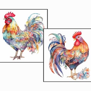 12 Boho Chicken Clipart Watercolor Illustration Commercial Use - Etsy ...