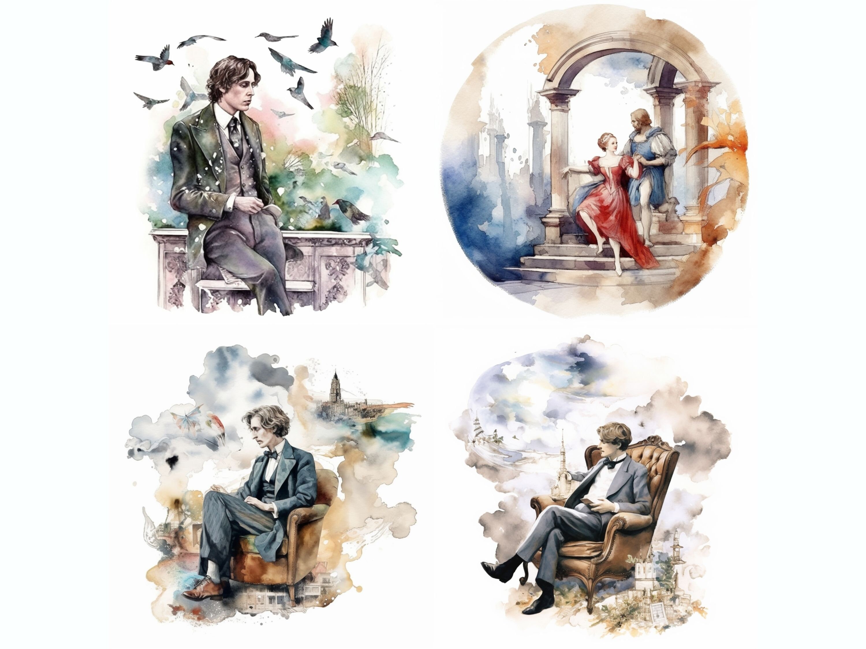 Classic Literature Clipart Bundle Watercolor Commercial Use - Etsy
