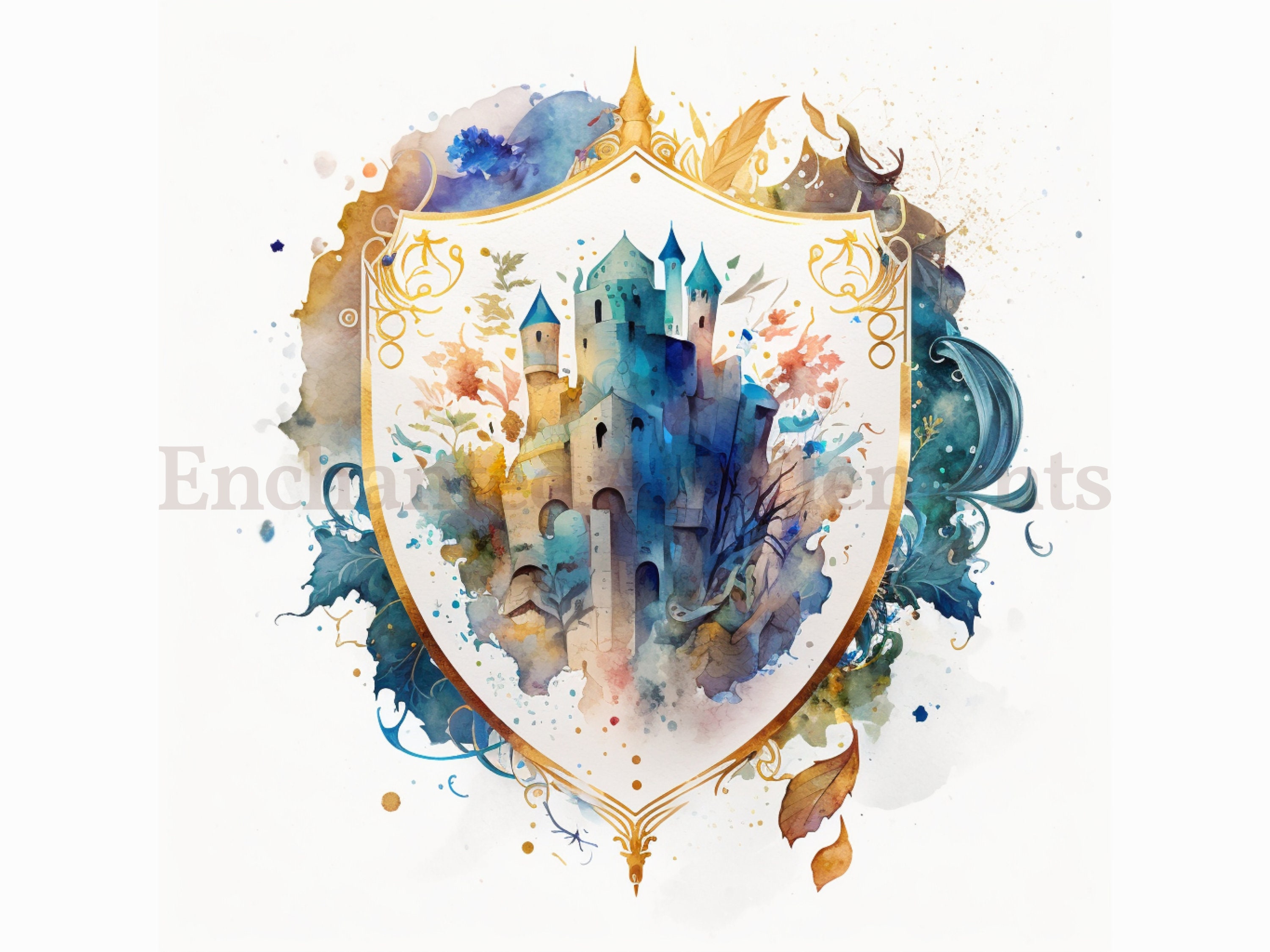 Enchanted Shield Clipart Watercolor Commercial Use Digital Design ...