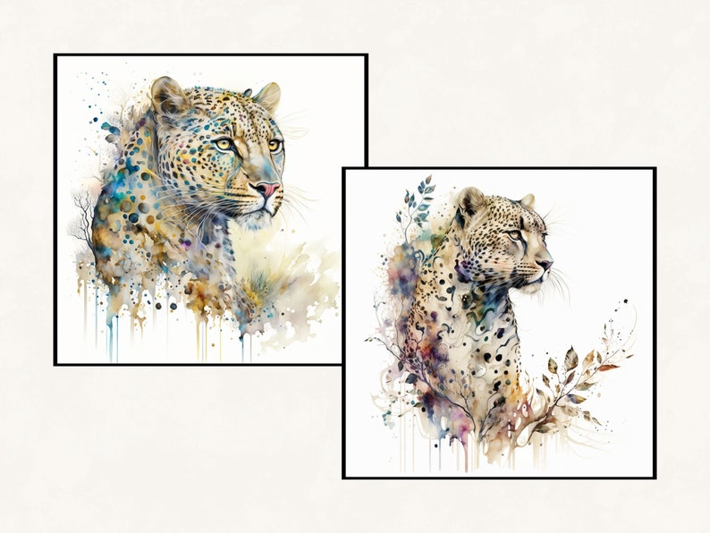 Magic Leopard Clipart Commercial Use Watercolor Enchanted - Etsy