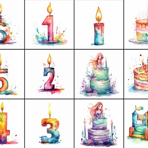 Birthday Party Clipart Megabundle Watercolor Rainbow Animated Birthday ...