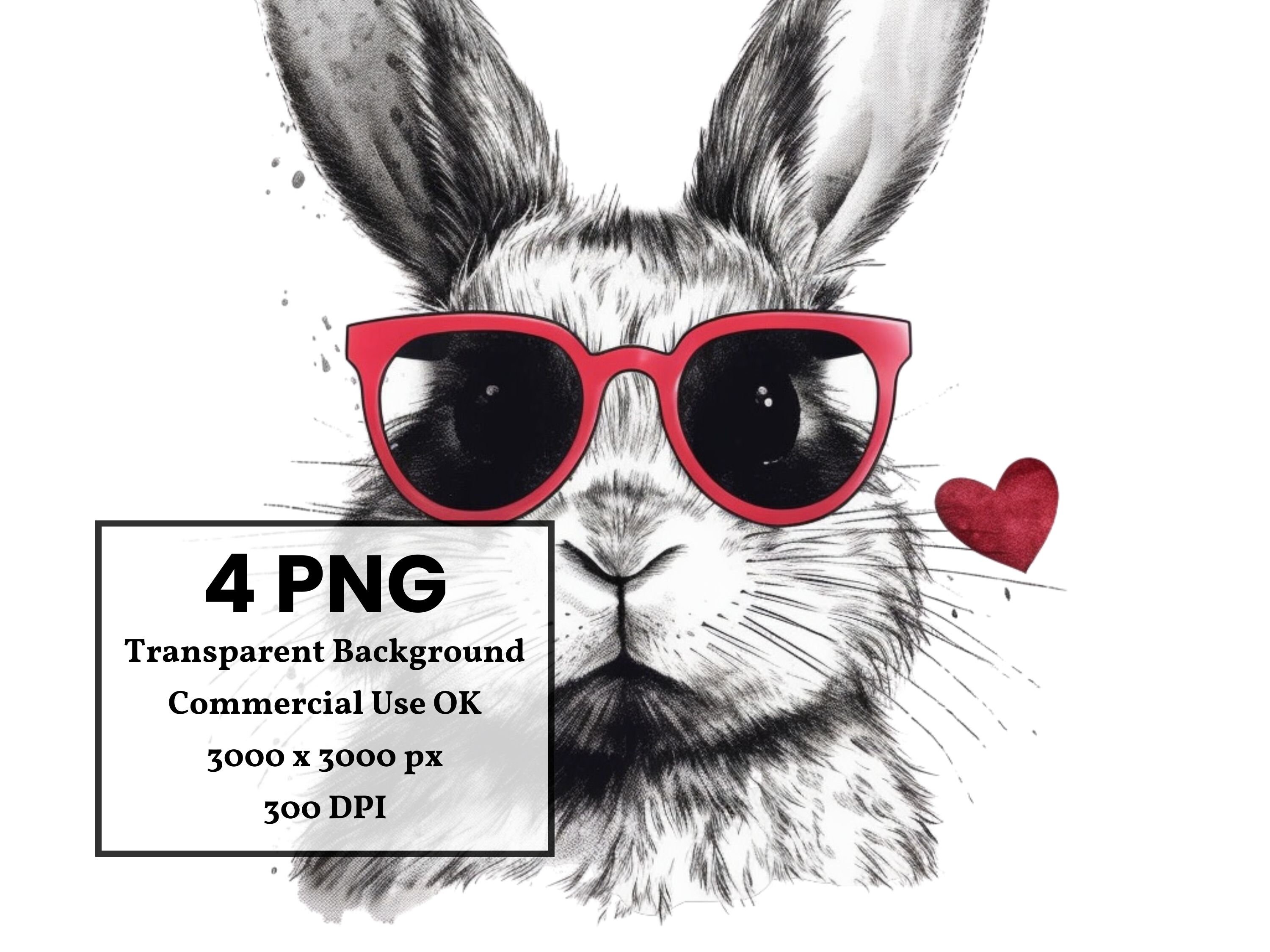 B&W Bunny Clipart Bundle Commercial Use Watercolor Digital - Etsy
