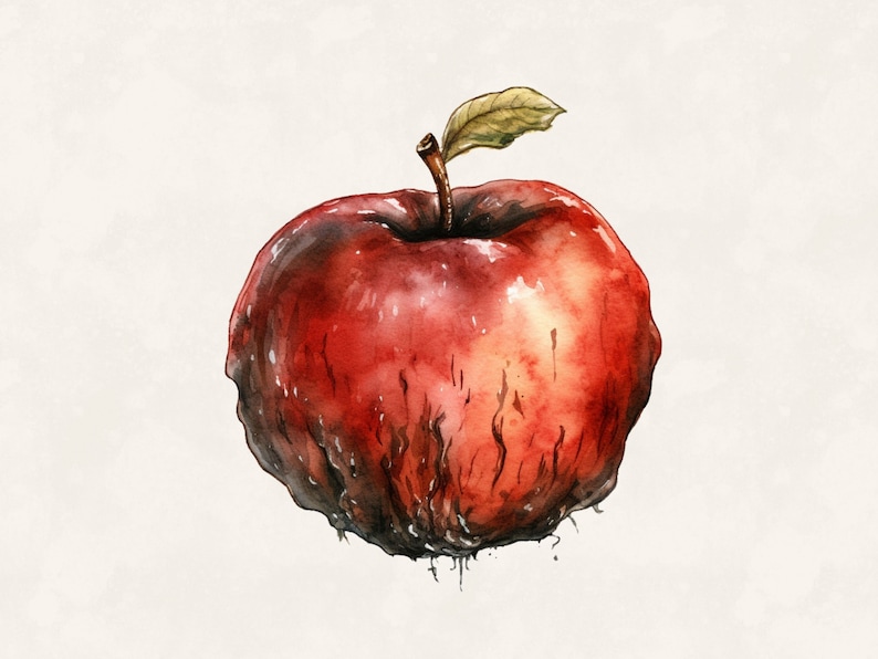 Rotten Apple Clipart Watercolor Illustration Commercial Use - Etsy