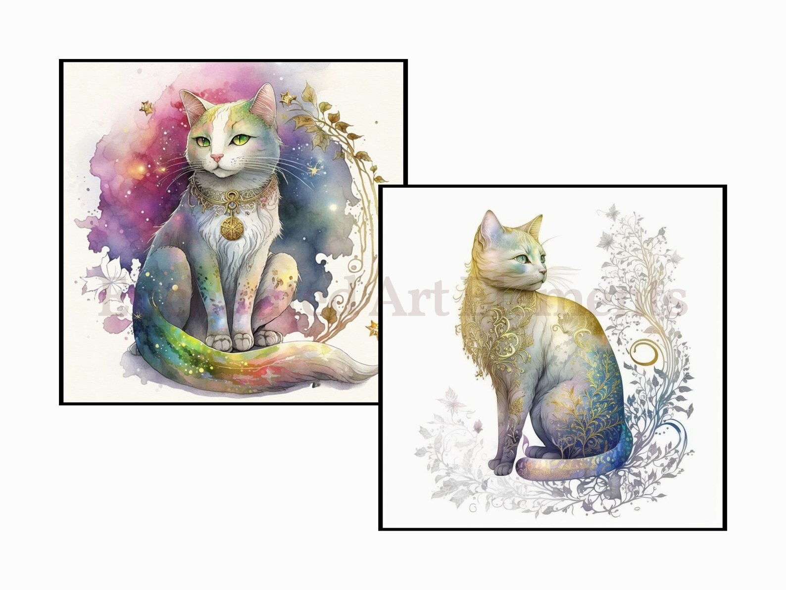 9 Magic Cat Print Art Enchanted Cat Illustration Commercial Use ...