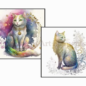 9 Magic Cat Print Art Enchanted Cat Illustration Commercial Use ...