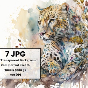 Magic Leopard Clipart, Commercial Use, Watercolor Enchanted Leopard ...