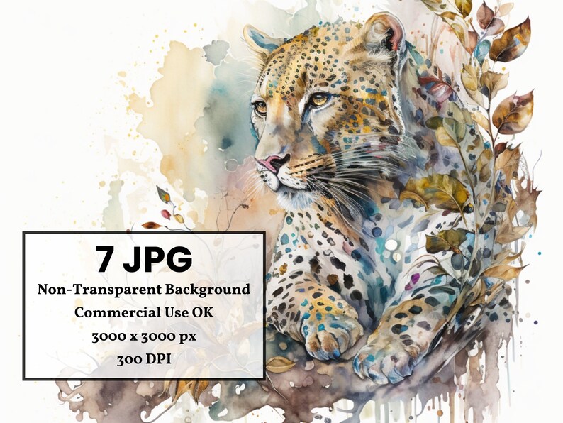 Magic Leopard Clipart Commercial Use Watercolor Enchanted - Etsy