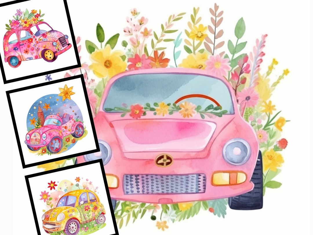 Animated Dream Car Illustration Nursery Art Commercial Use Digital ...