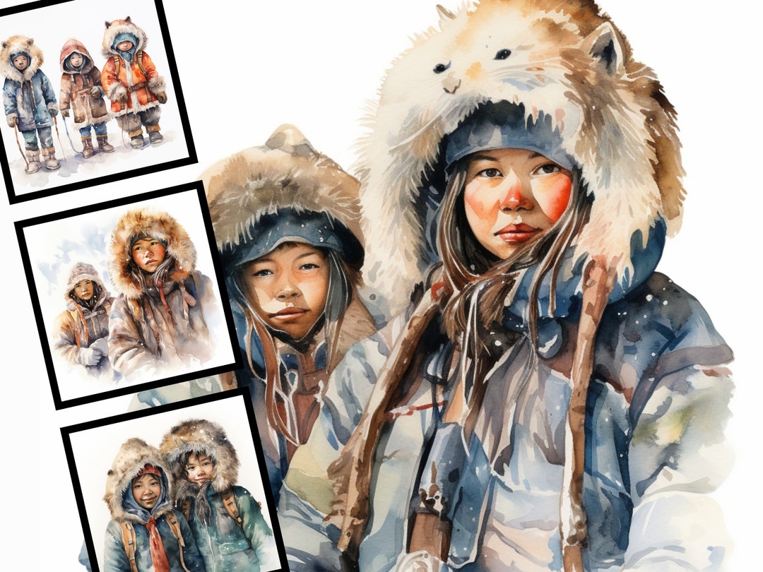 Eskimo Clipart Watercolor Commercial Use Digital Design Bundle for POD ...