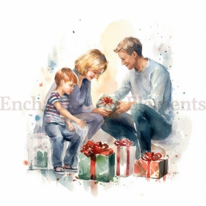 Christmas Morning Clipart Watercolor Illustration Commercial Use ...