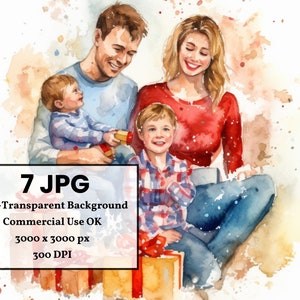 Christmas Morning Clipart Watercolor Illustration Commercial Use ...