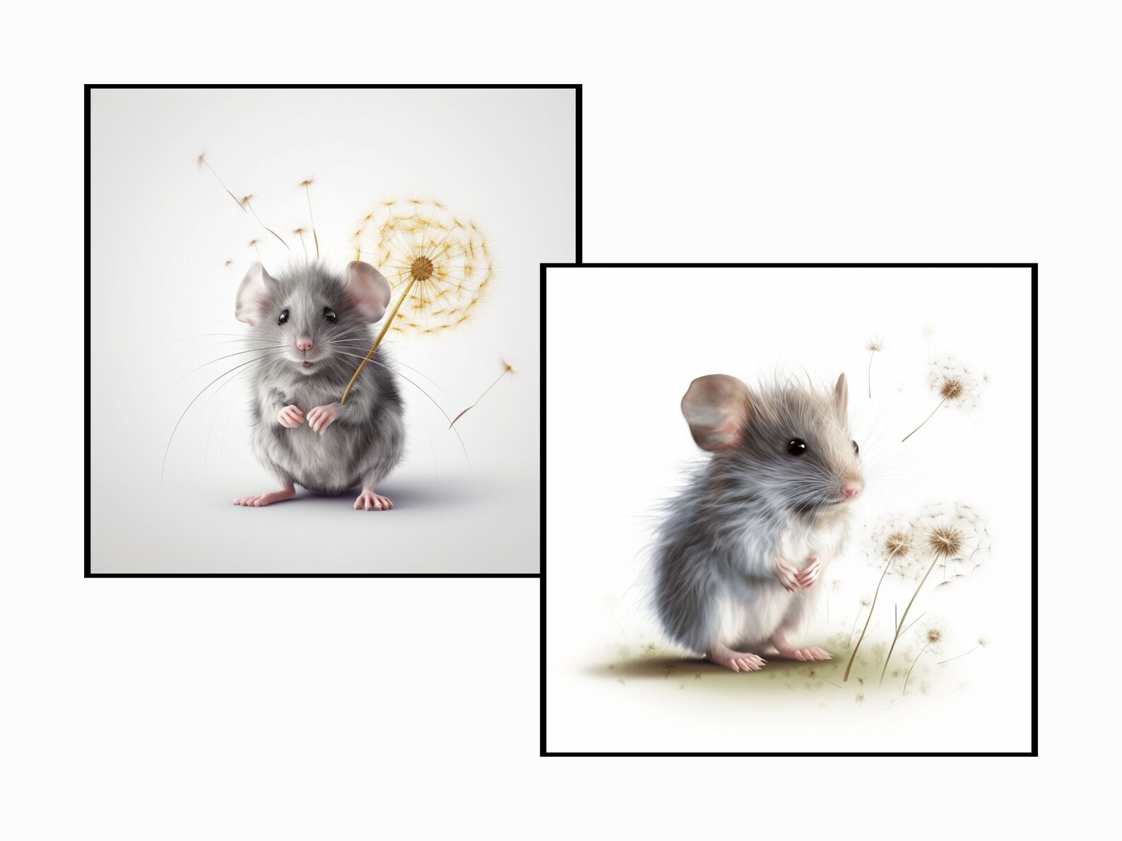 Cute Mouse and Dandelion Watercolor Illustration Cheeky Mouse - Etsy