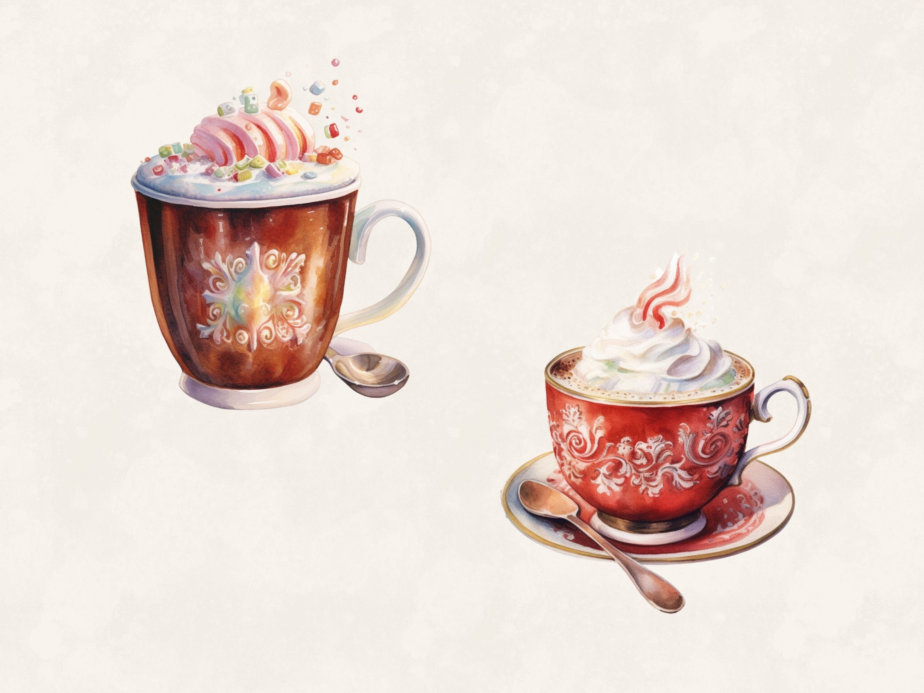 Hot Chocolate Clipart Watercolor Illustration Commercial Use - Etsy