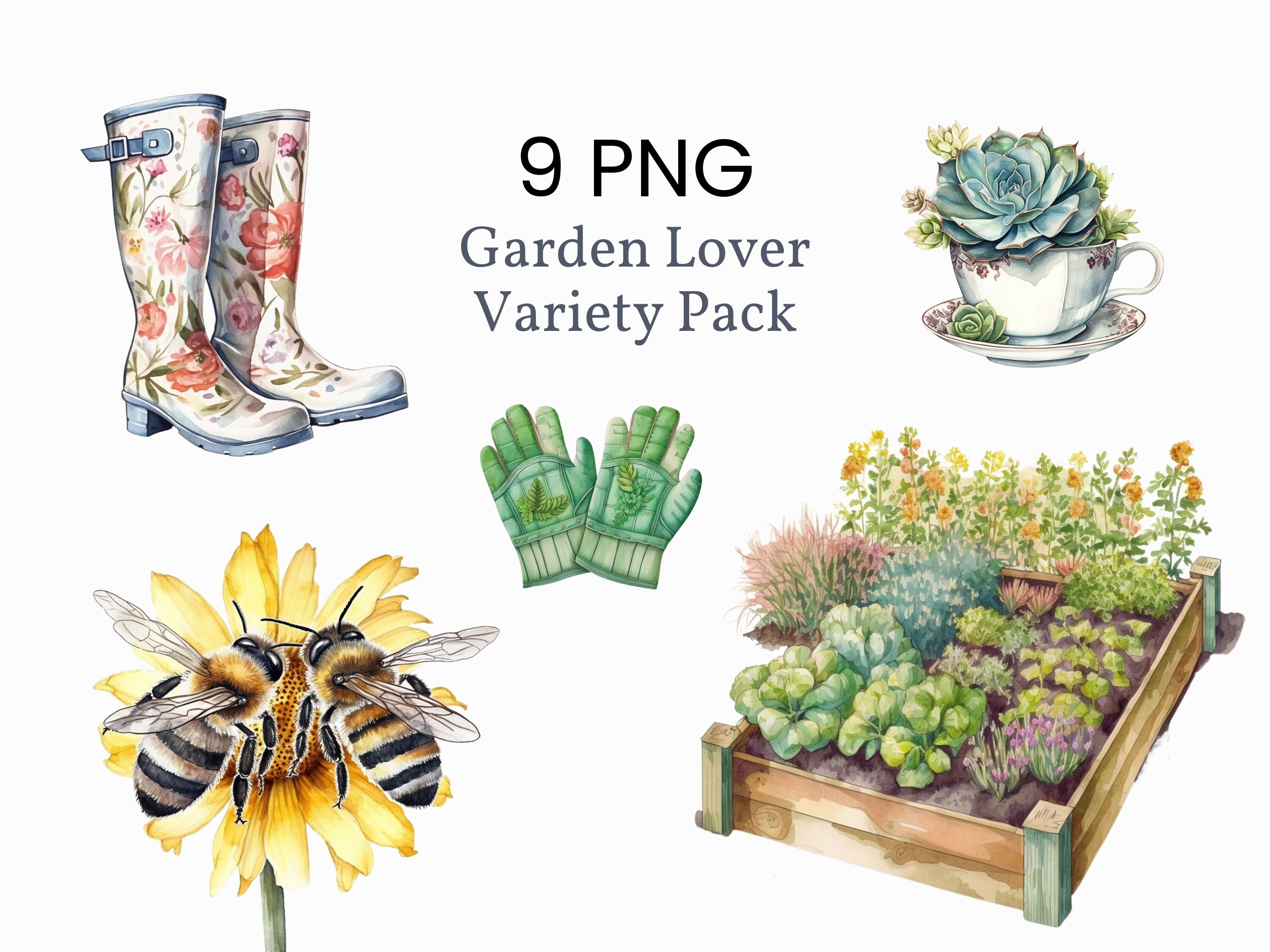 Garden Clip Art Watercolor Gardening Clipart Variety Bundle - Etsy