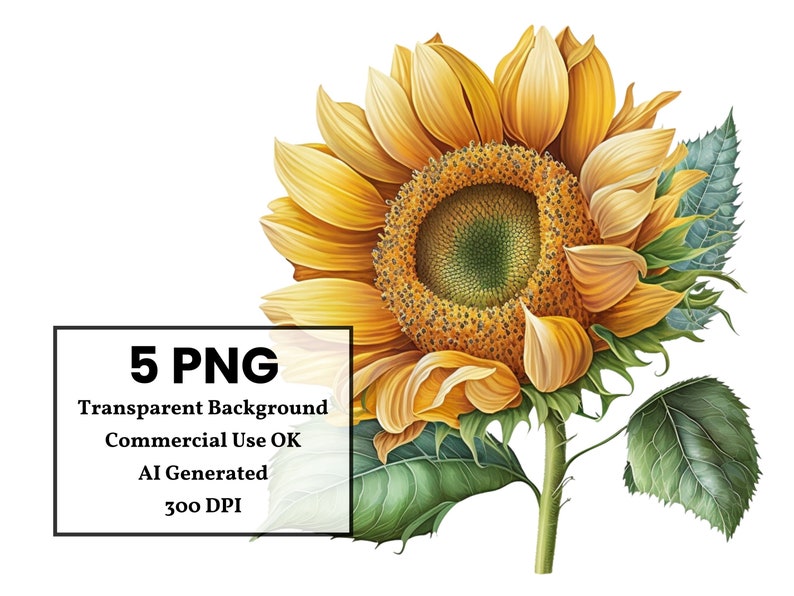 5 Sunflowers Watercolor Clipart Bundle Commercial Use - Etsy