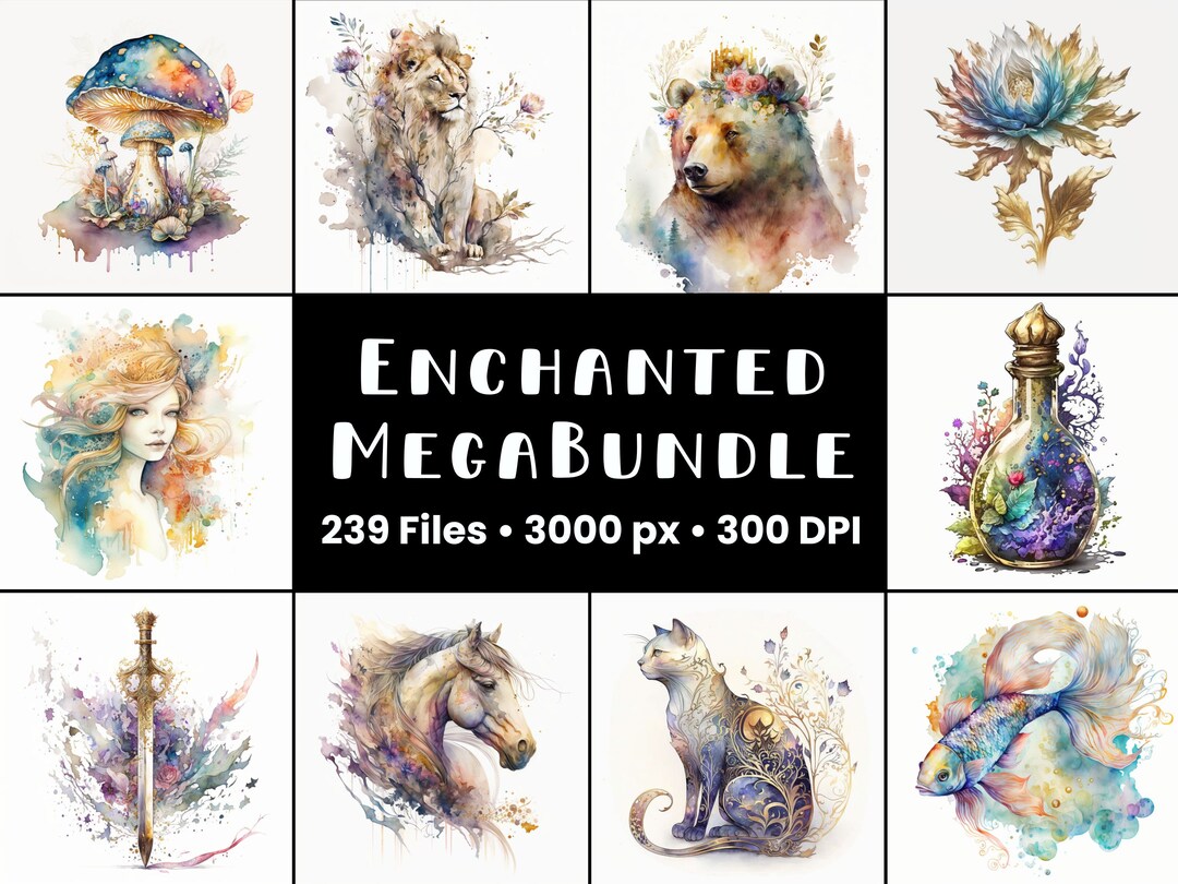 Enchanted Clipart Mega Bundle Watercolor Commercial Use Digital Design ...