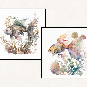 Magic Fish Clipart, Commercial Use, Watercolor Enchanted Fishes ...