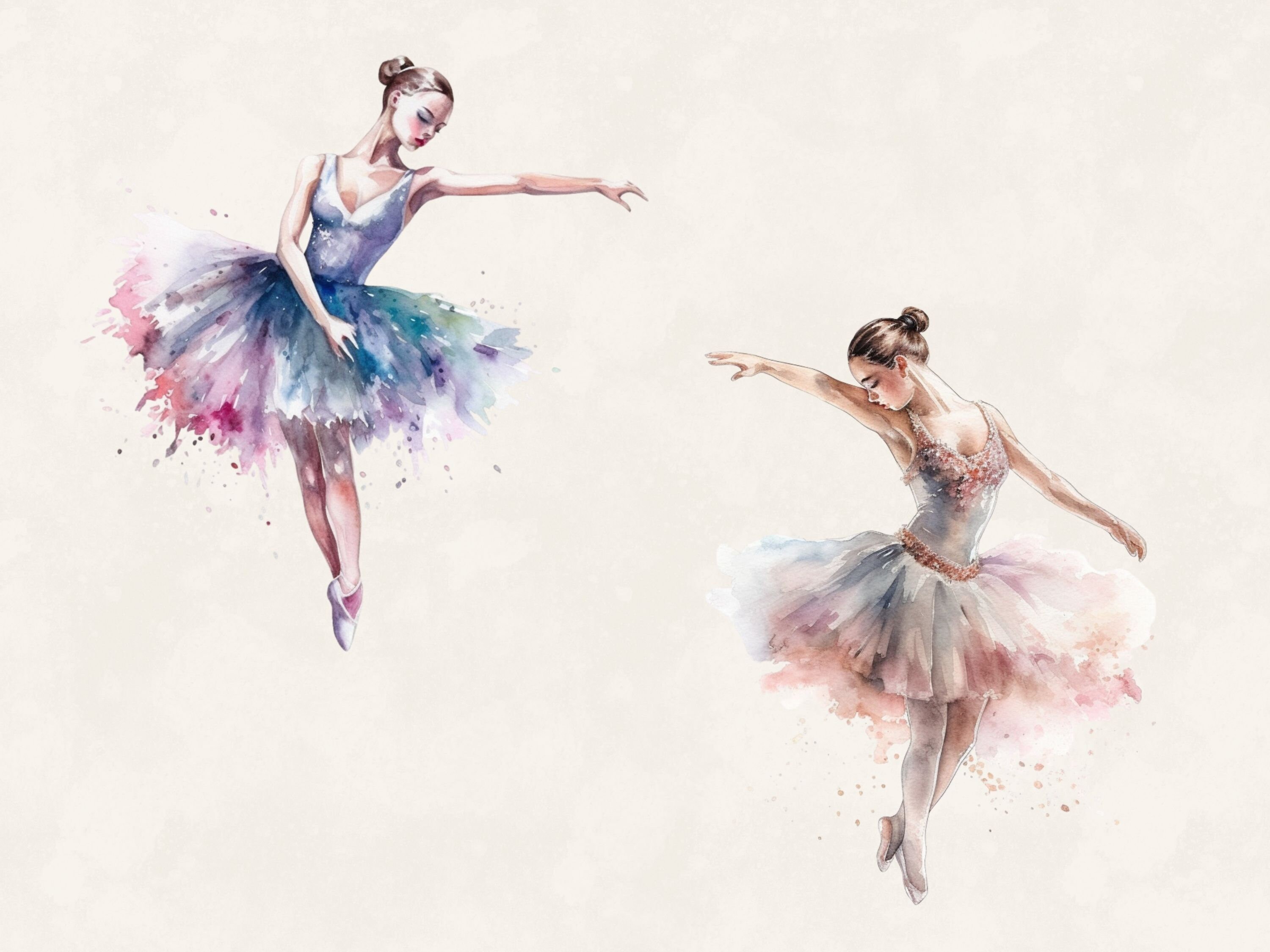 Ballerina Watercolor Clipart Bundle: Ballet Dancer PNG Files (digital ...