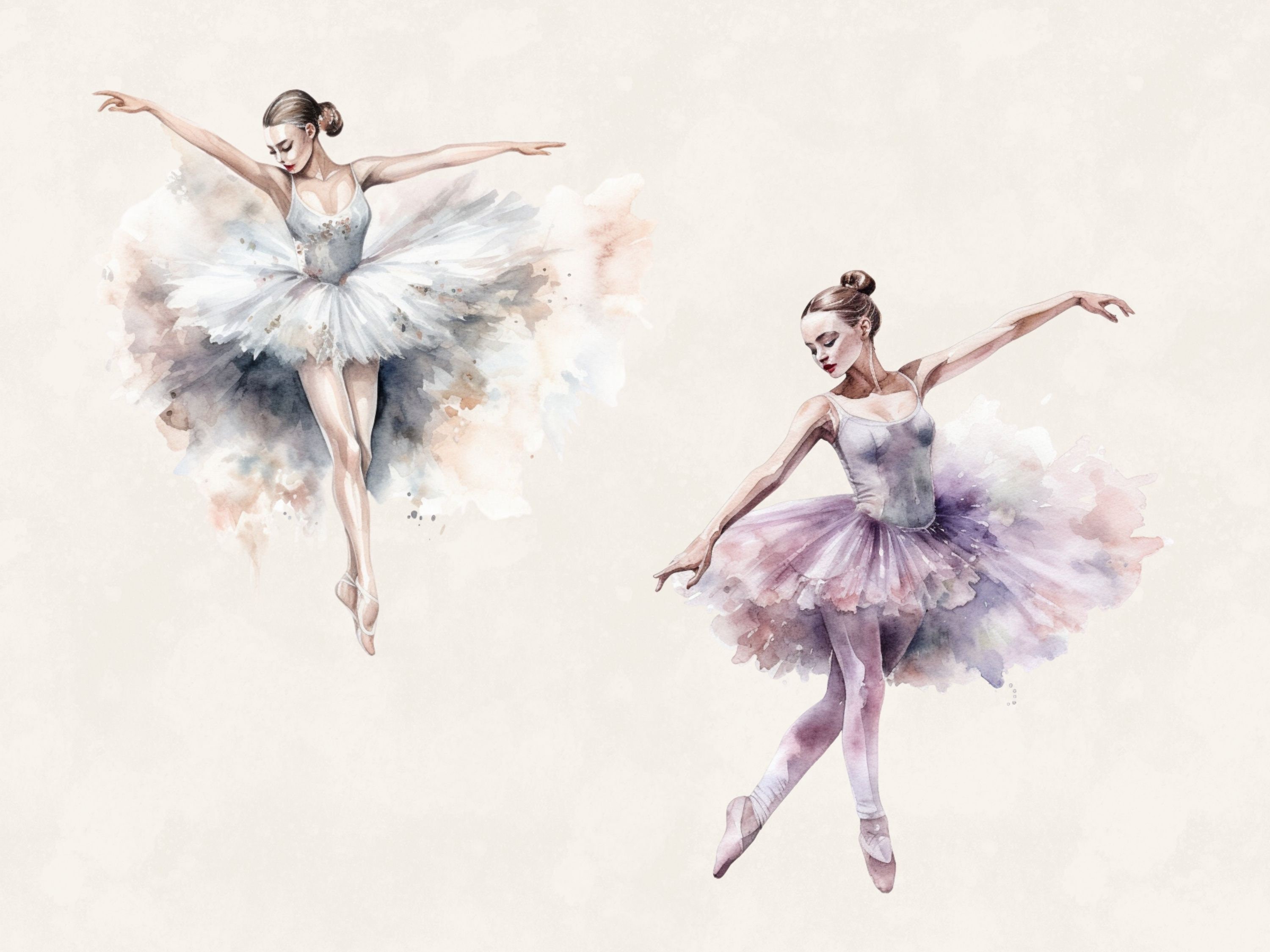 Ballerina Watercolor Clipart Bundle: Ballet Dancer PNG Files (digital ...