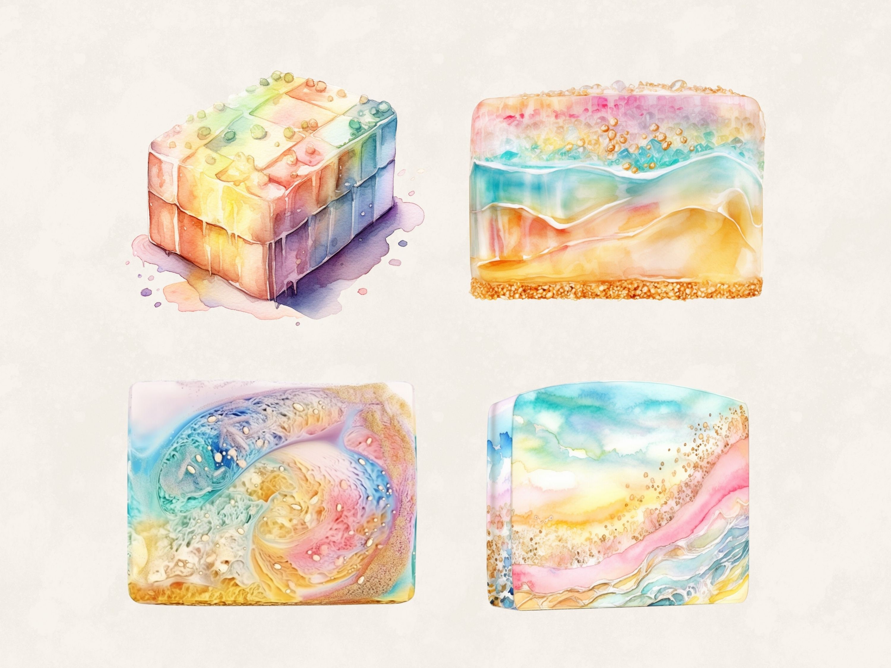 Pastel Soap Clipart Bundle Watercolor Commercial Use Digital Design ...
