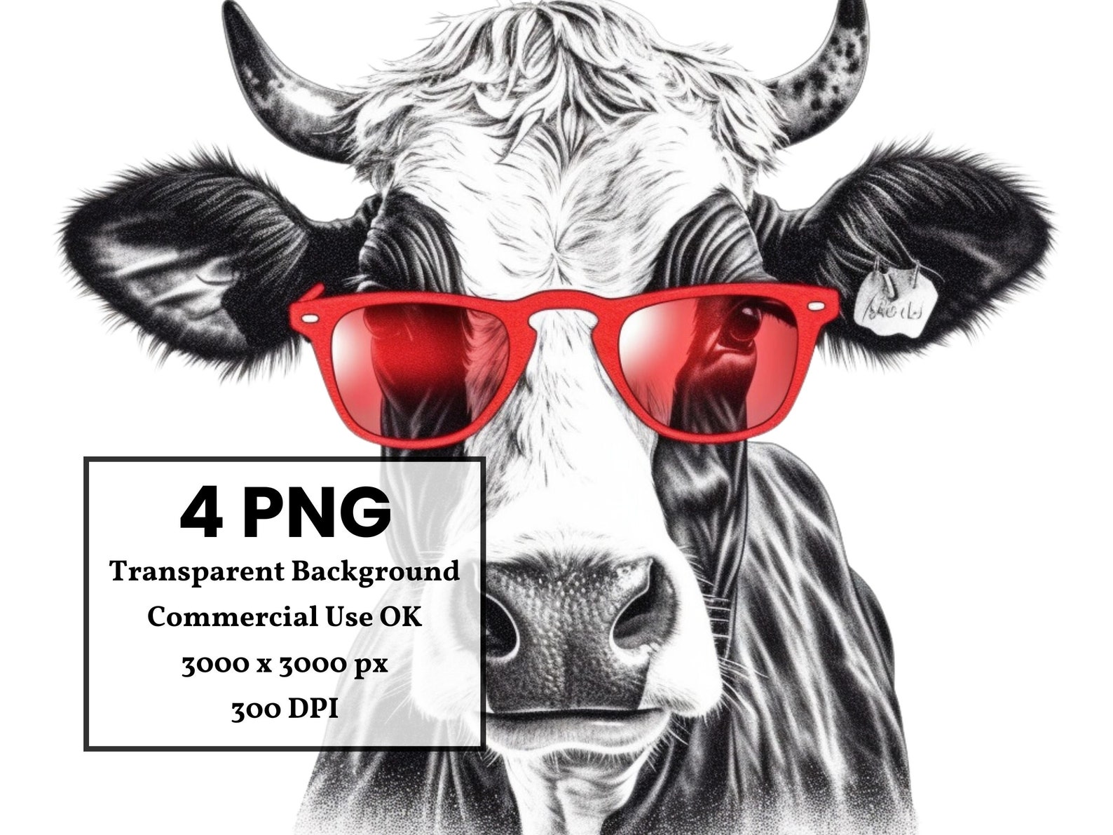 B&W Cow Clipart Bundle Commercial Use Watercolor Digital Design Bundle ...