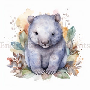 4 Watercolor Wombat Illustration Nursery Art Commercial Use Digital ...