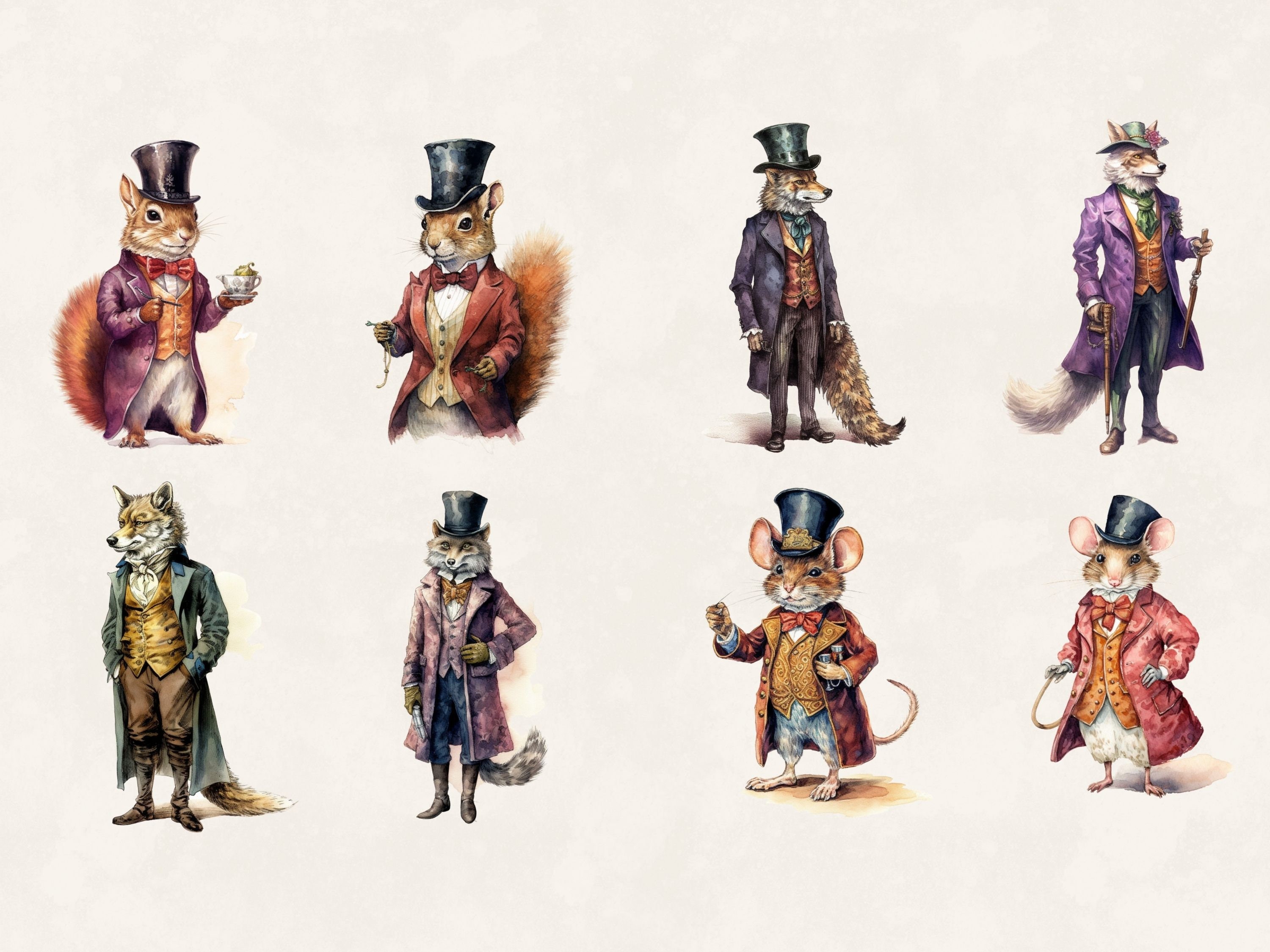 Victorian Woodland Animals Clipart Bundle Commercial Use - Etsy
