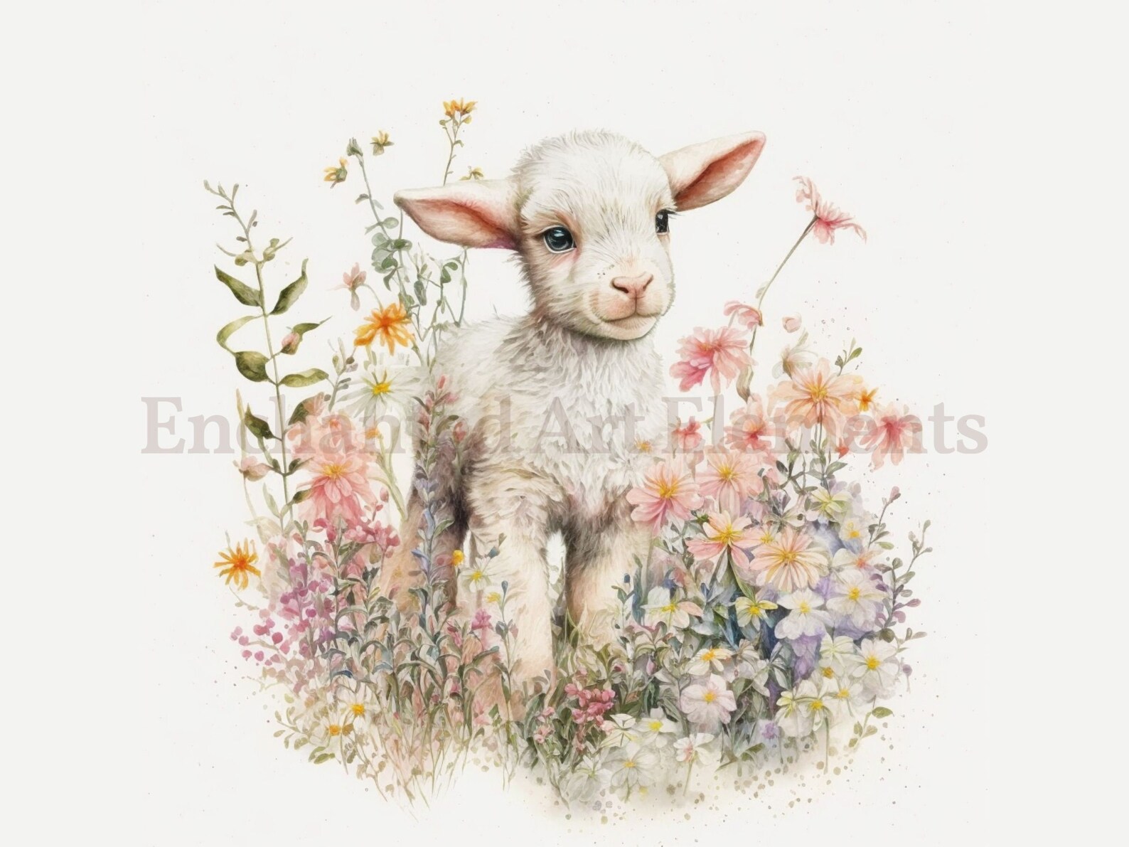 Baby Lamb Watercolor Illustration Lamb Clip Art Filed of - Etsy