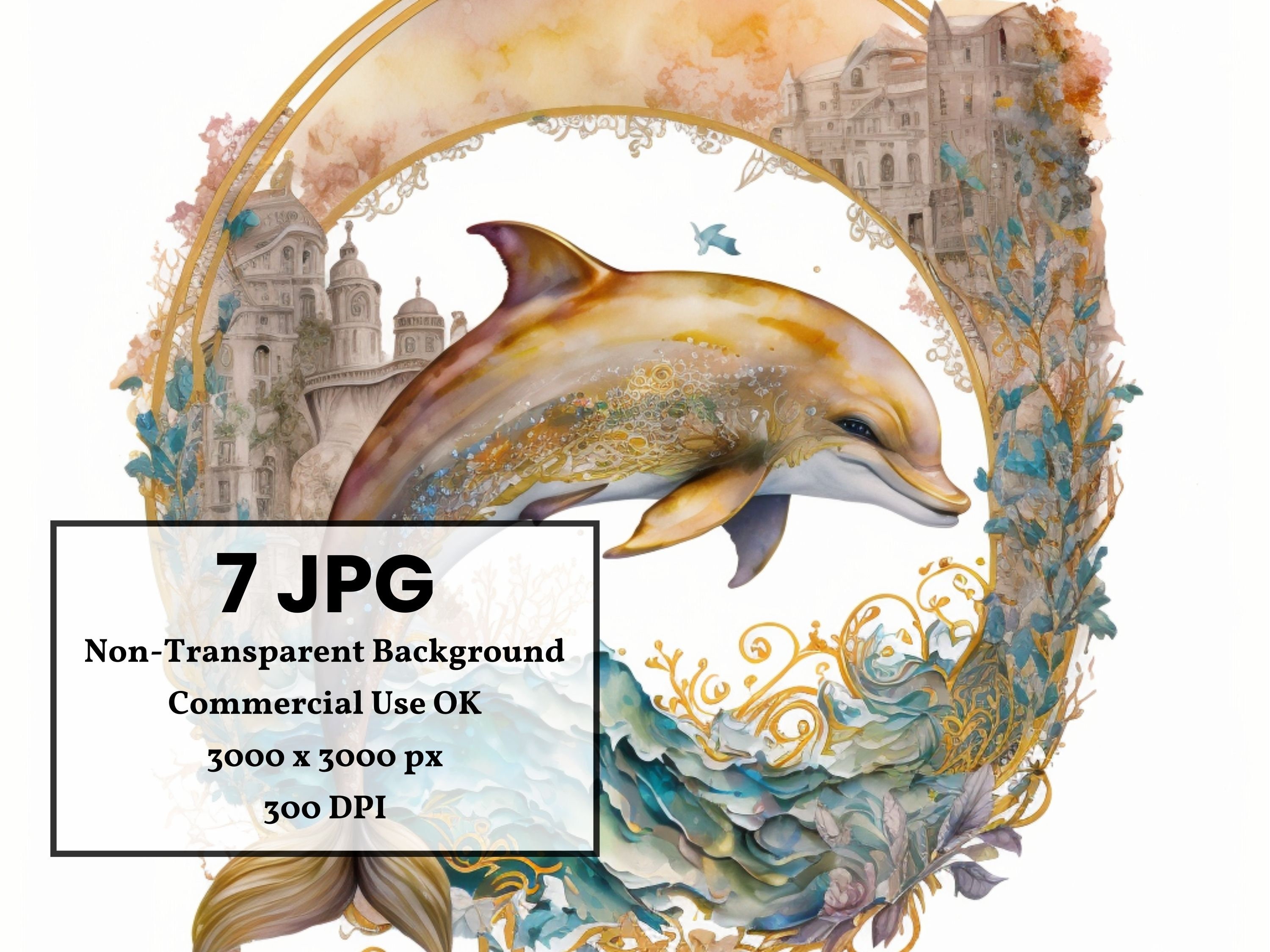 Magic Dolphin Clipart Commercial Use Watercolor Enchanted - Etsy Australia